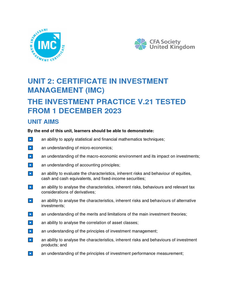 IMC Unit 2 Syllabus Edition 21 | PDF | Long Run And Short Run | Financial Risk
