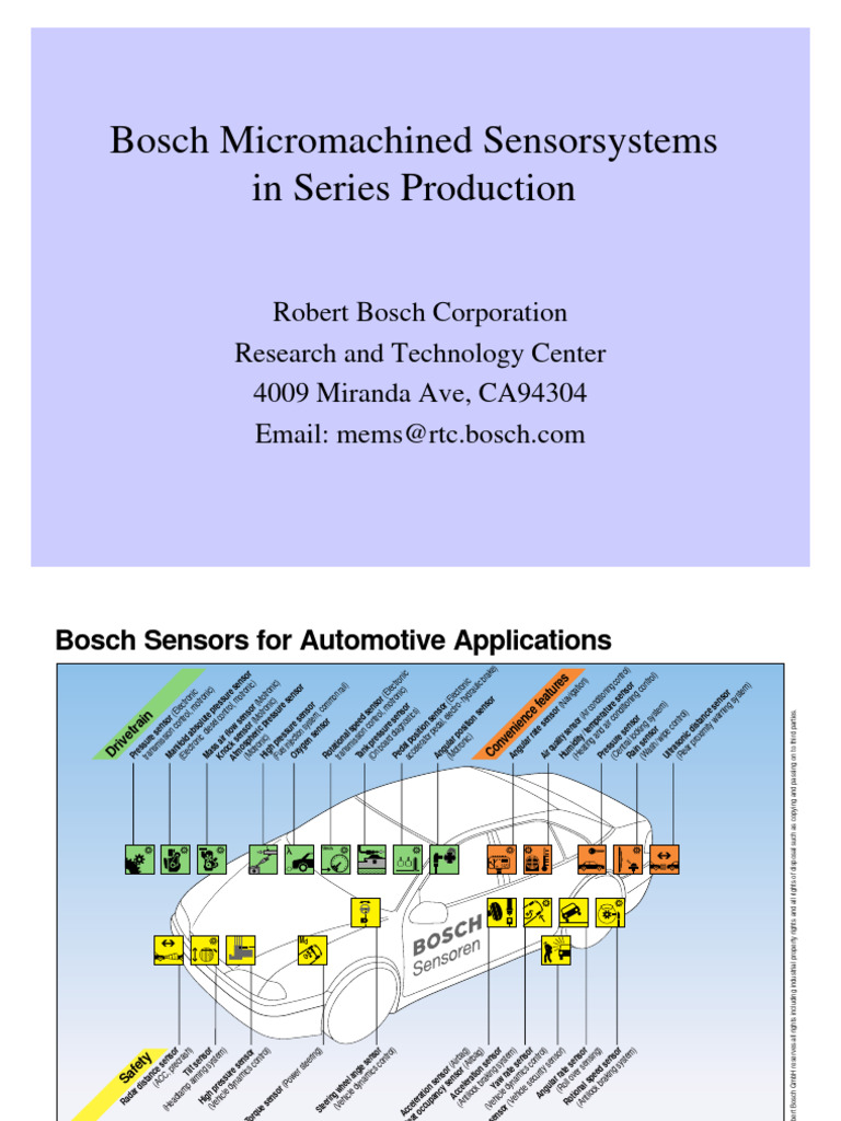 Bosch Micromachined Sensor Systems | PDF | Accelerometer | Metrology