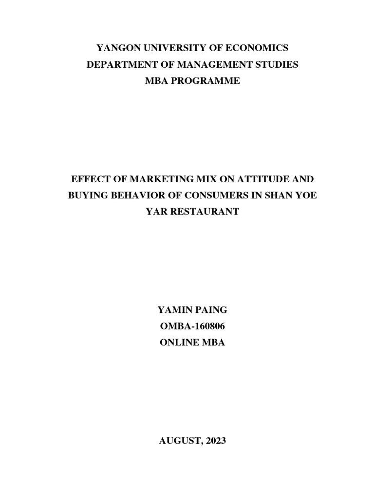 Yamin Paing Omba - 160806 Online Mba - 2 | PDF | Marketing | Attitude (Psychology)
