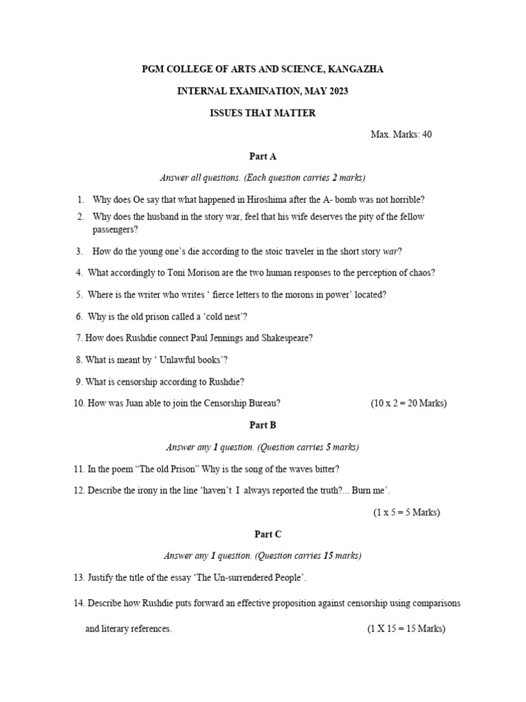 Issues that Matter | PDF