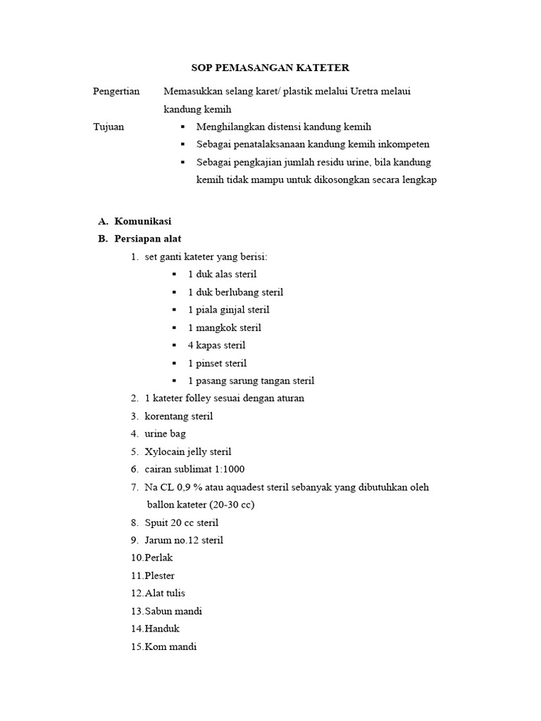 Sop Pemasangan Kateter | PDF