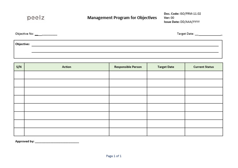 Objective Management Form Template | PDF | Finance & Money Management