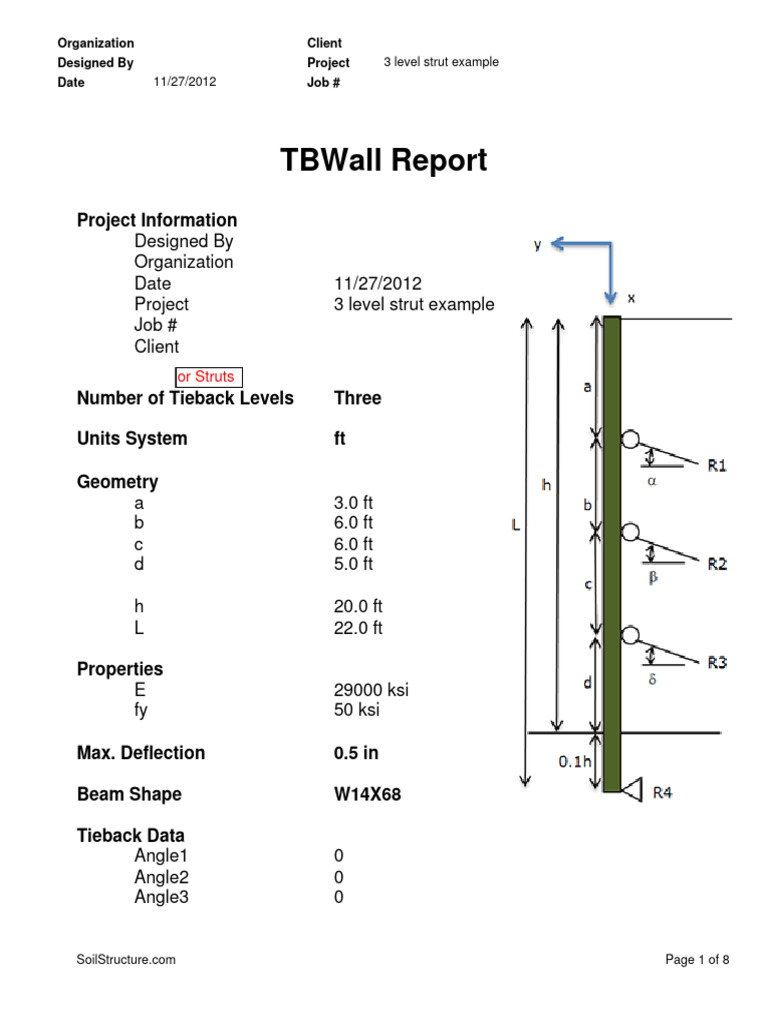 3 Level Strut Example | PDF | Beam (Structure) | Structural Analysis