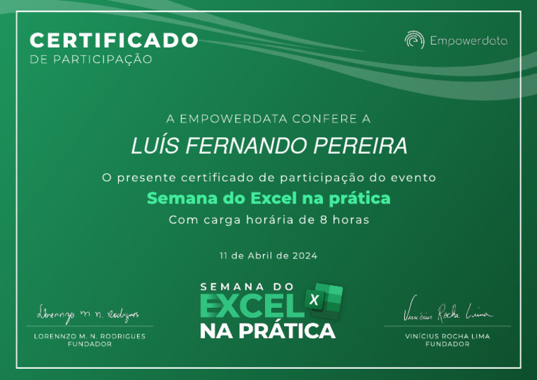 SEMANA DO EXCEL 08 A 11.04.2024 | PDF