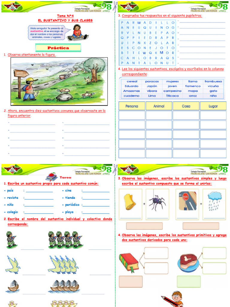 Ficha #04 El Sustantivo y Sus Clases | PDF