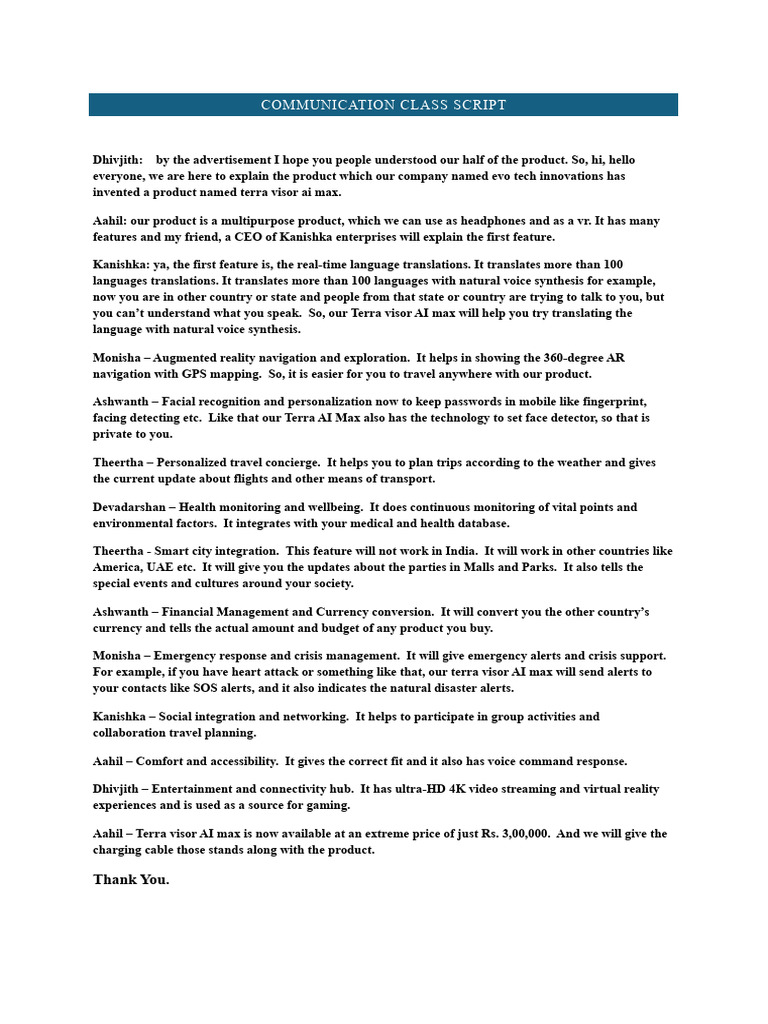 Communication Class Script | PDF | Augmented Reality | Cyberspace