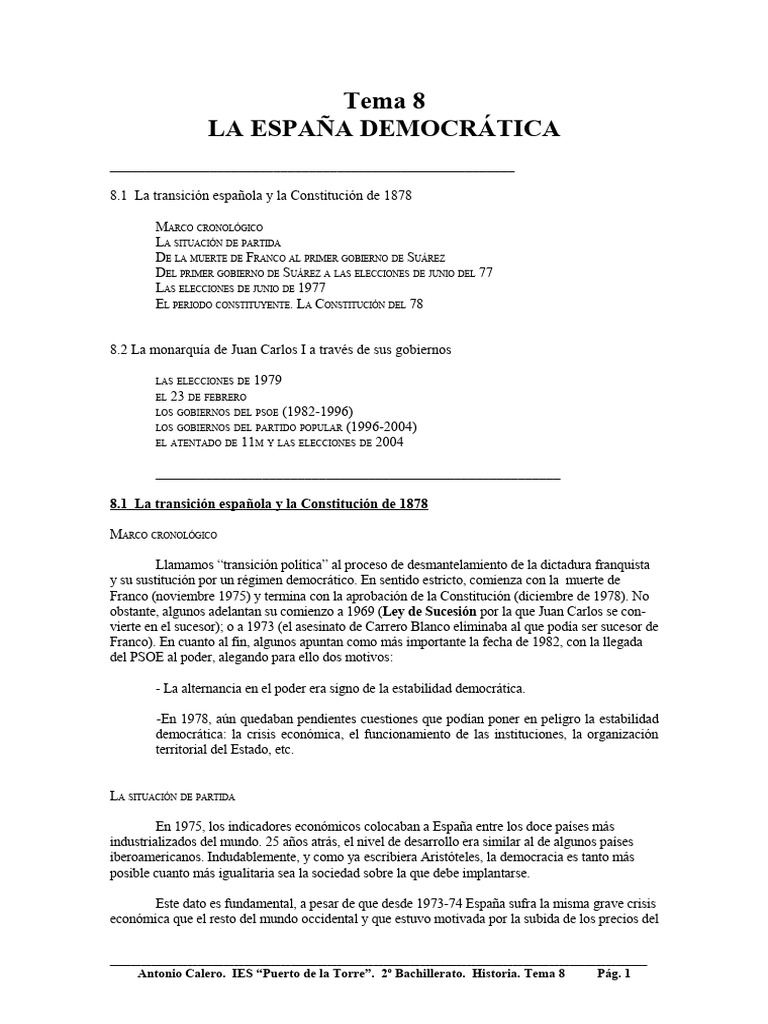 La Transicion Democratica | PDF | España franquista | Política de españa