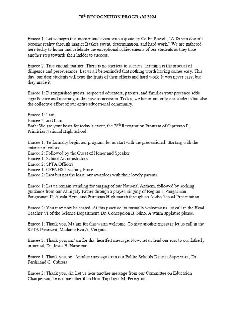 78th RECOGNITION PROGRAM 2024 | PDF