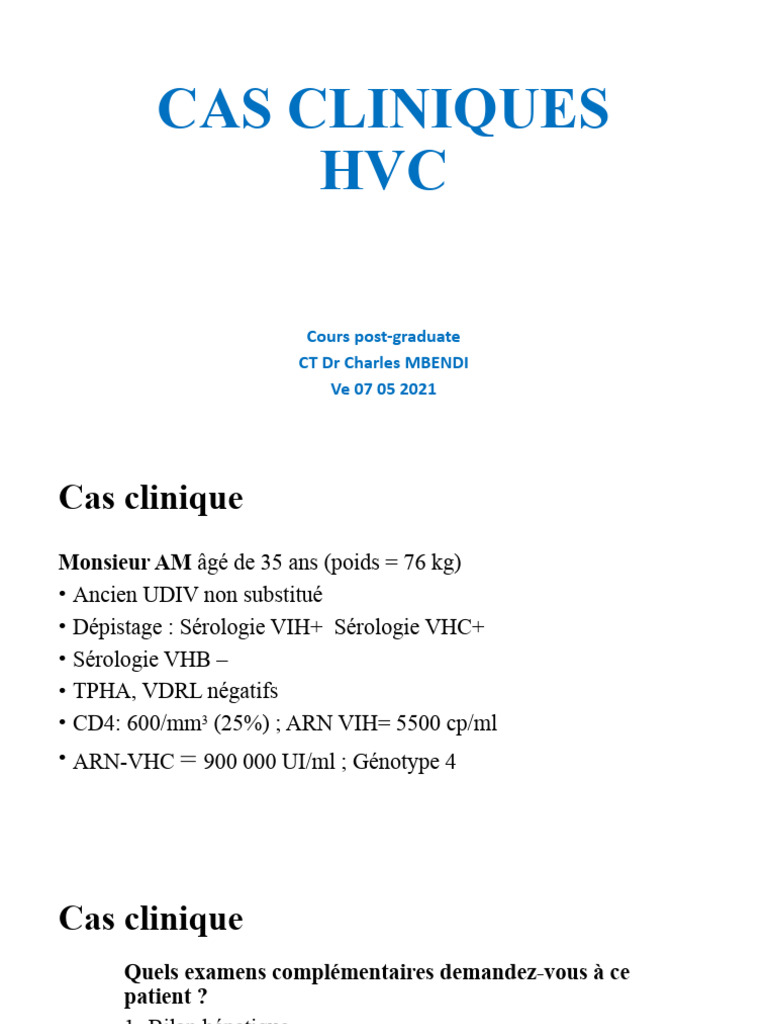 Cas Cliniques HVC | PDF | VIH | Sérologie