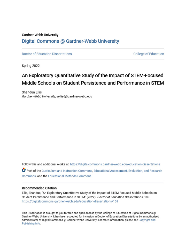 An Exploratory Quantitative Study of The Impact of STEM-Focused M | PDF ...