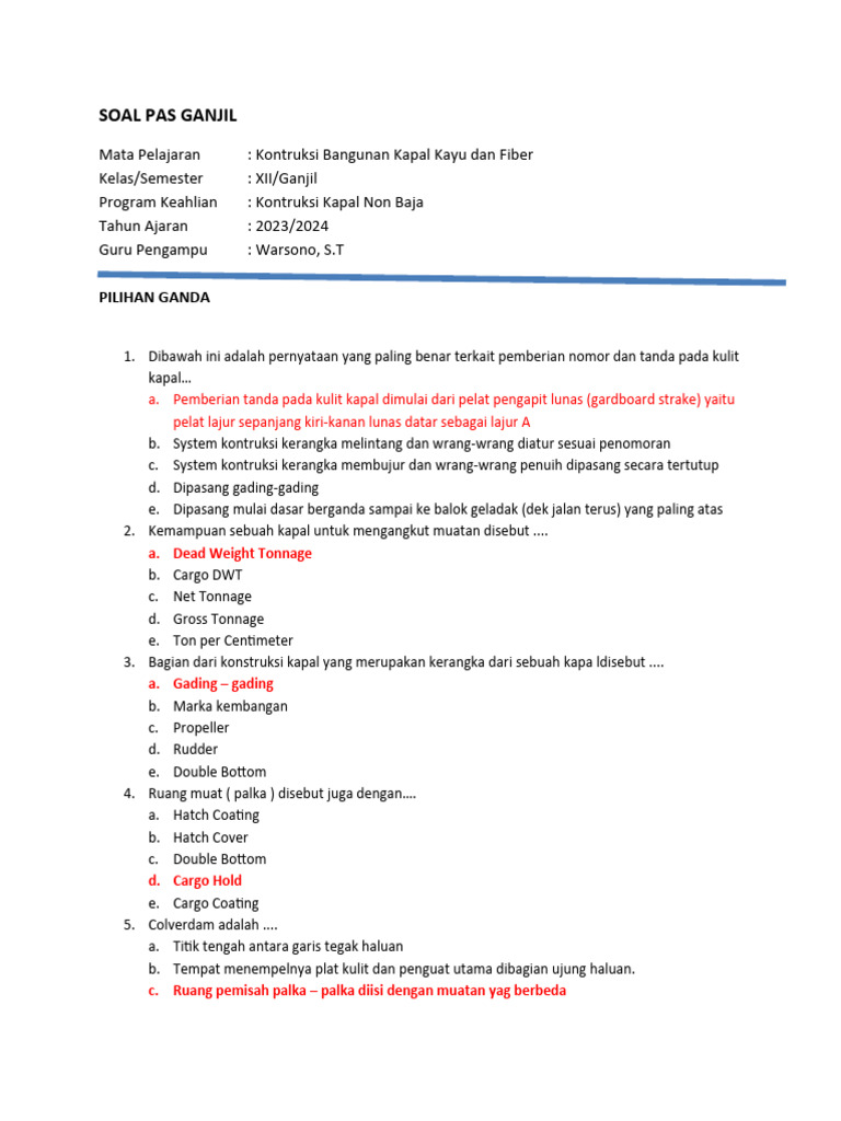 Soal Pas Ganjil KBKKF Xii | PDF