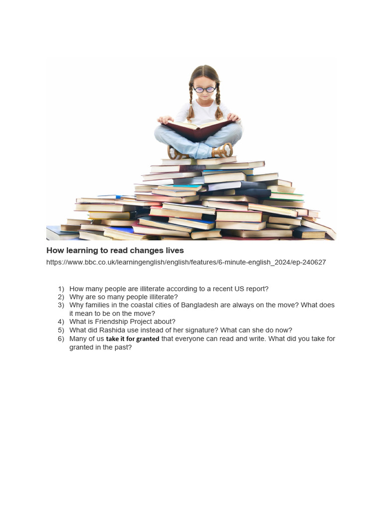 How Learning To Read Changes Lives - Listening (Intermediate) | PDF ...