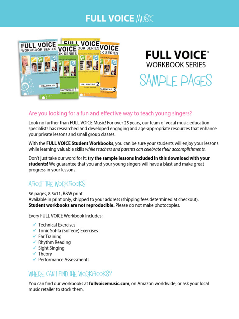 FULL-VOICE-Workbooks-Sample-Pages | PDF | Interval (Music) | Scale (Music)