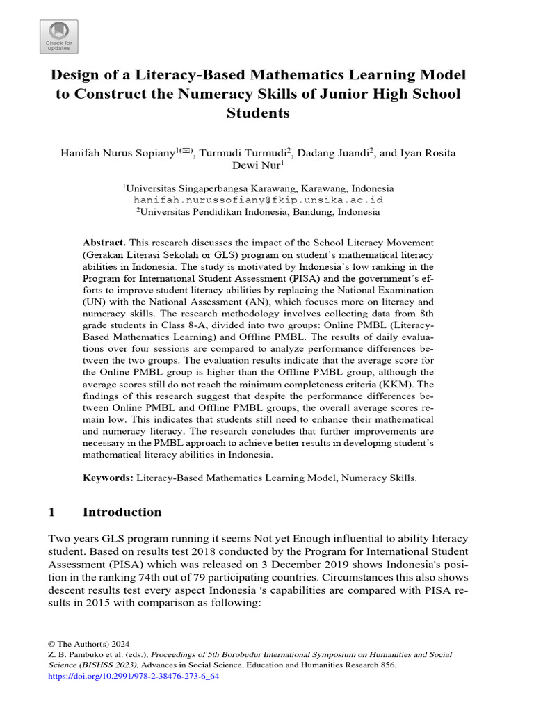 Design of A Literacy-Based Mathematics Learning Mo | PDF | Programme For International Student ...