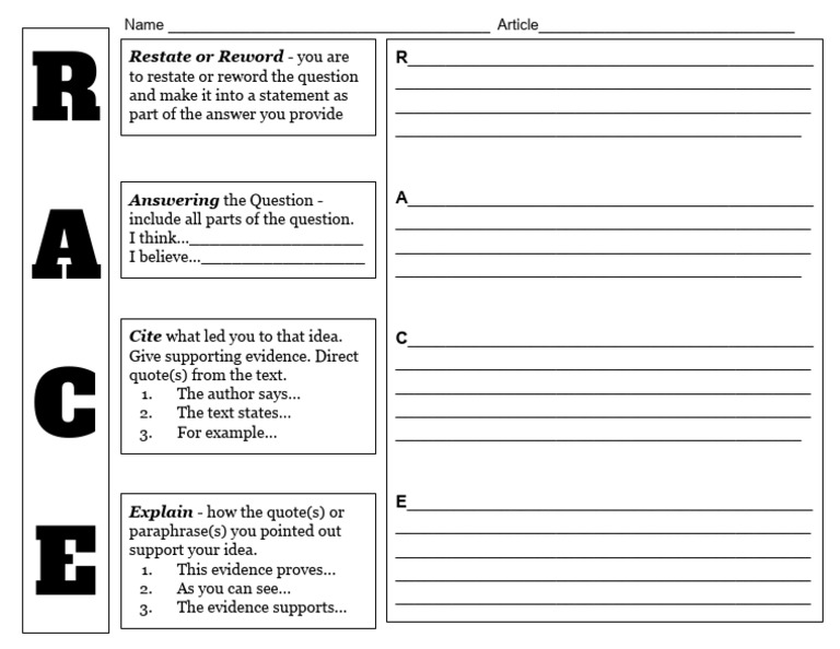 RACE Strategy for Answering Questions | PDF