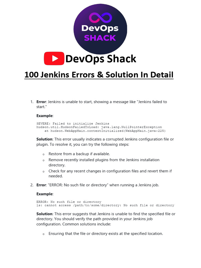 100 Jenkins Errors & Solution in Detail | PDF | Selenium (Software) | Json