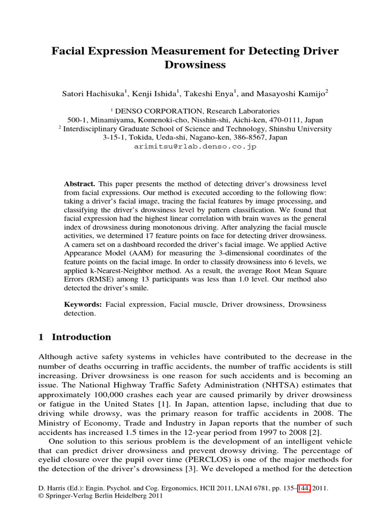Driver Drowsiness Detection System Pdf Brain Traffic Collision