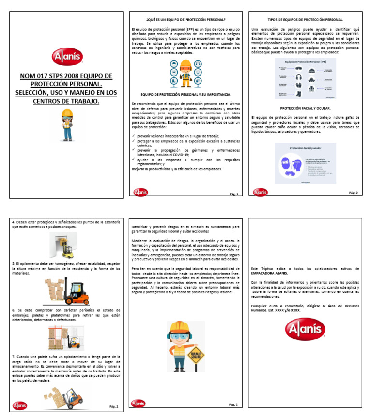 Triptico Nom 017 Epp | PDF | Seguridad y salud ocupacional