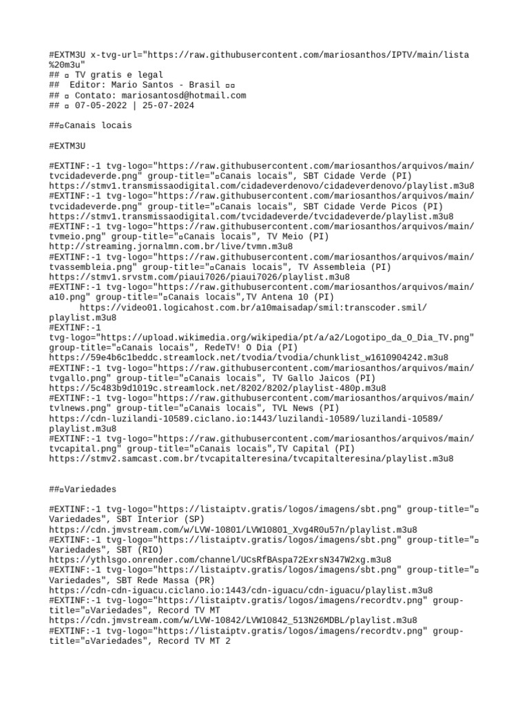 lista m3u (1) | PDF | Broadcasting | Television Network