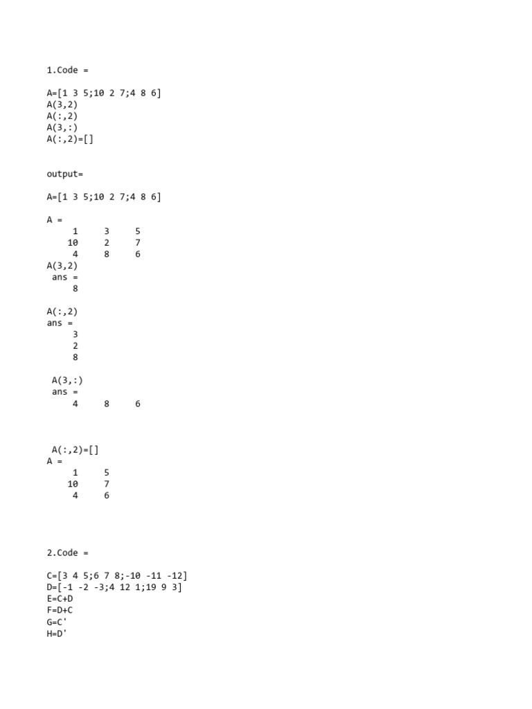 Matrix Lab1 | PDF | Teaching Methods & Materials