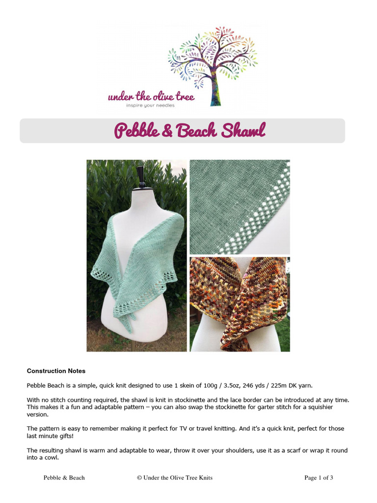 Pebble and Beach Shawl | PDF | Knitting | Basic Knitted Fabrics