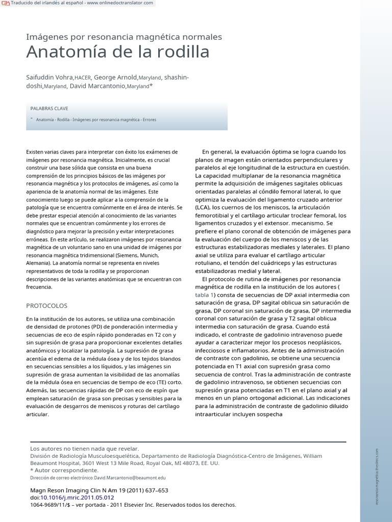 ANATOMIA RM RODILLA - Ga.es | PDF | Rodilla | Anatomía humana