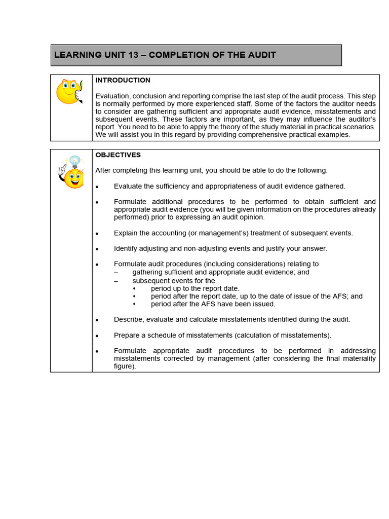 Learning Unit 13 AUE 4861 | PDF | Audit | Auditor's Report