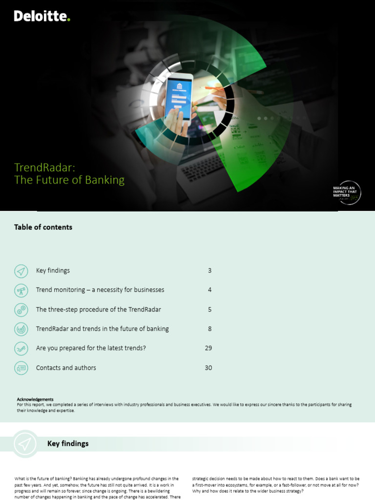 Deloitte CH en Trendradar Future of Banking | PDF | Banks | Artificial ...