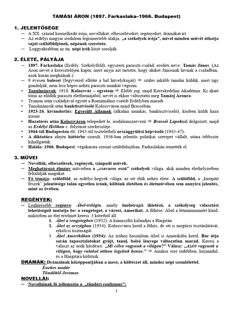 Tamási Áron (1) | PDF