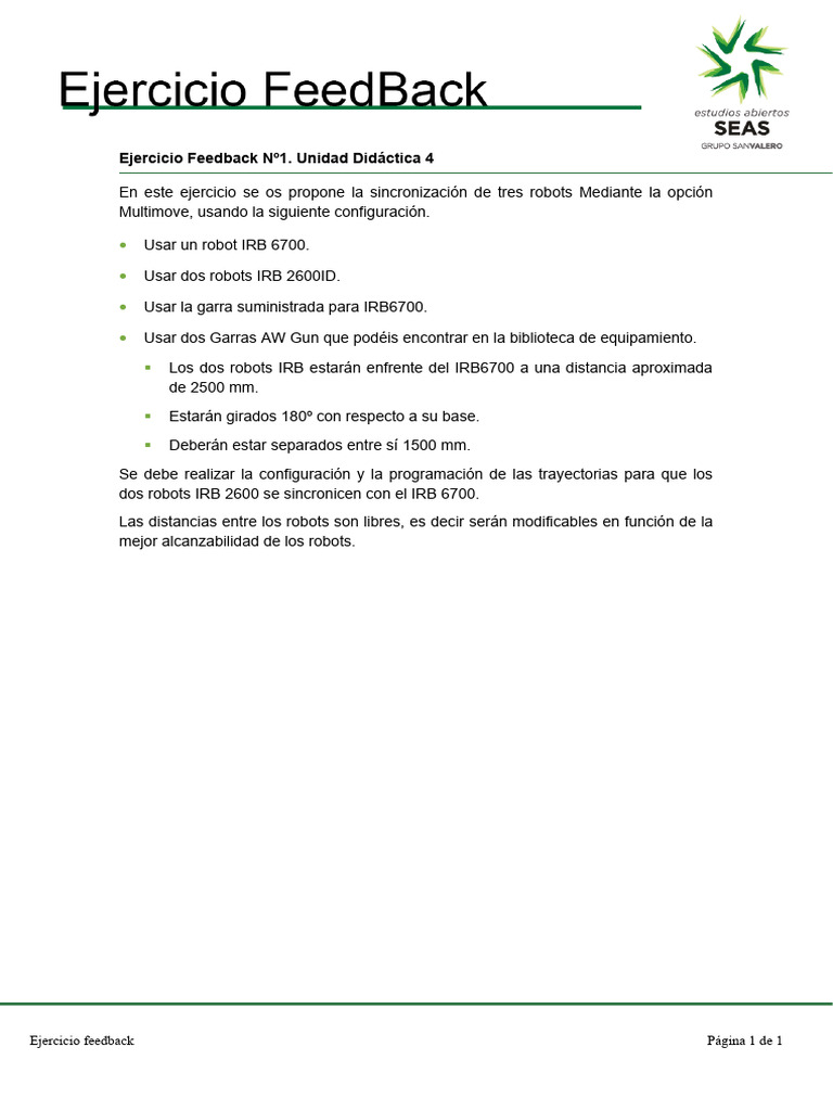 Ejercicio Feedback Nº1. Unidad Didáctica 4 | PDF