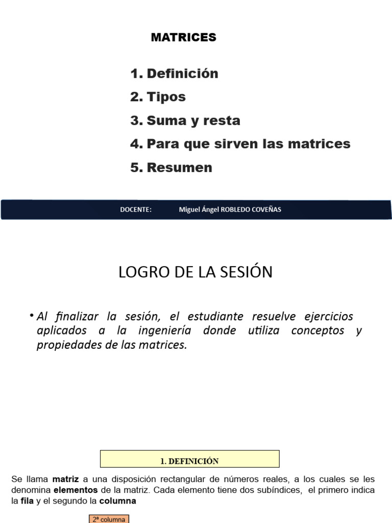 Guía Completa de Matrices: Definición y Usos | PDF | Matriz ...