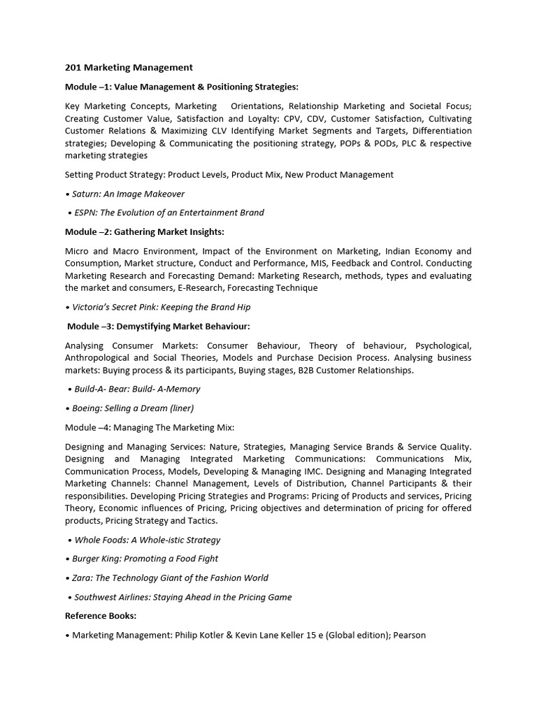 Marketing Management Strategies Overview | PDF | Marketing | Pricing