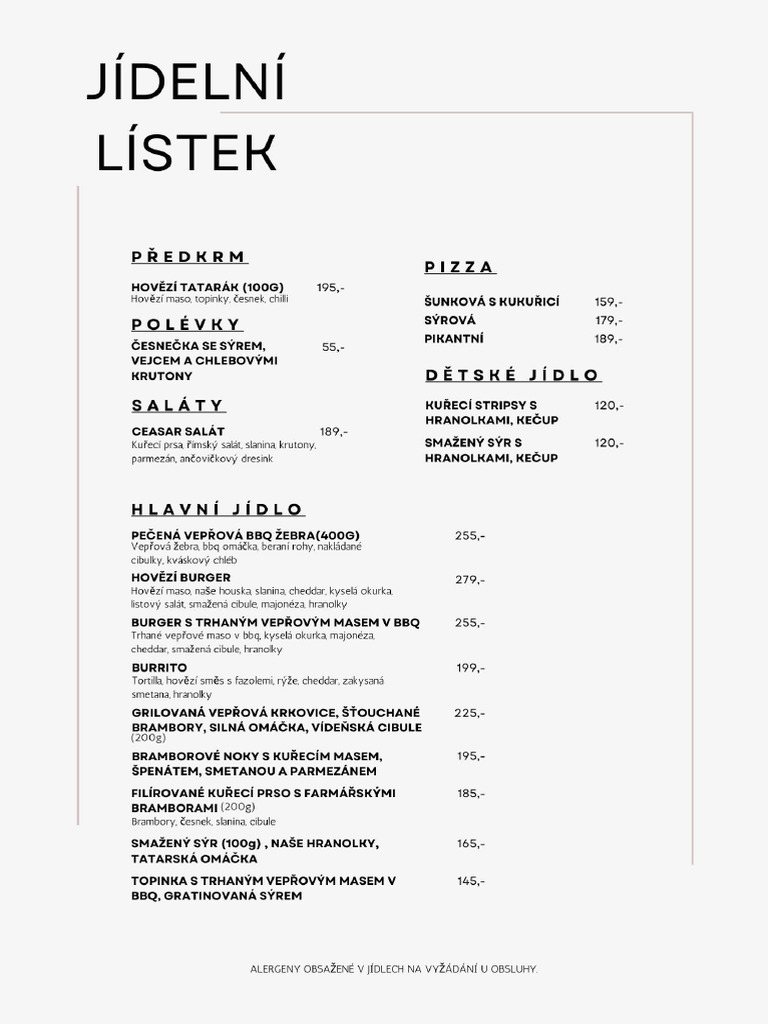 Jidelni-listek | PDF