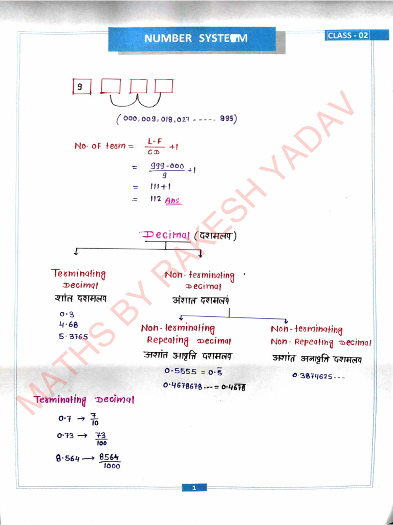Number System Notes 28-11 | PDF