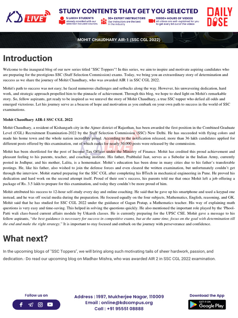 Mohit Chaudhary Air 1 SSC CGL 2022 | PDF | Business | Finance & Money Management