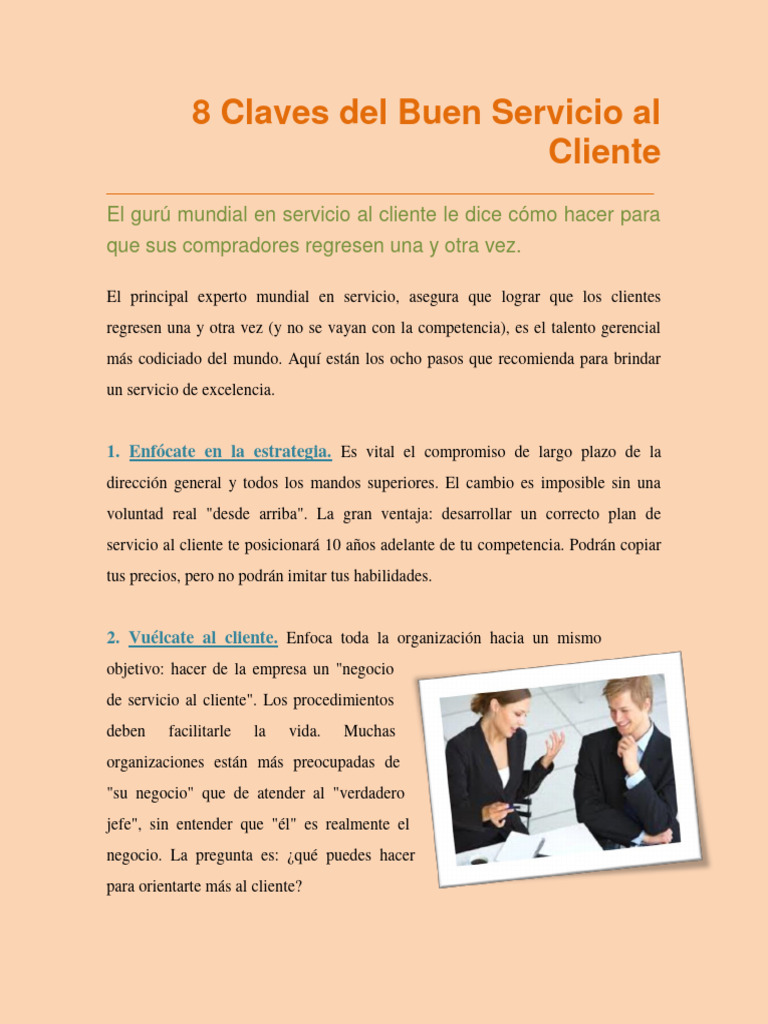 8 Pasos para Brindar Un Buen Servicio Al Cliente | PDF | Business | Servicio al Cliente