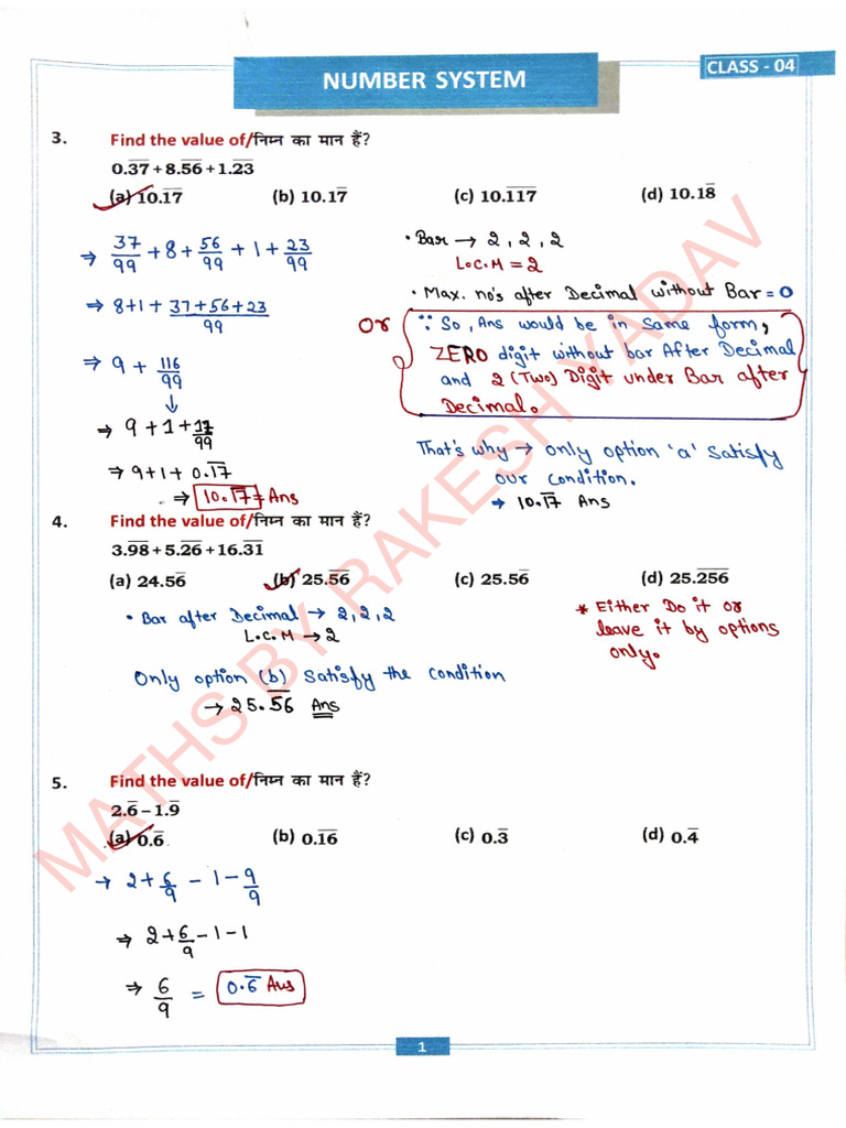 Number System Notes 30-11 | PDF