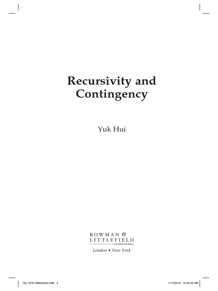 Recursivity and Contingency | PDF | Immanuel Kant