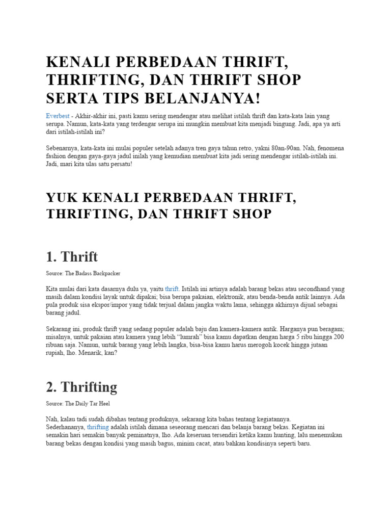 KENALI PERBEDAAN THRIFT | PDF