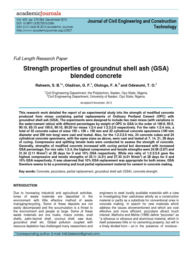 Strength_properties_of_groundnut_shell_a | PDF | Concrete | Cement