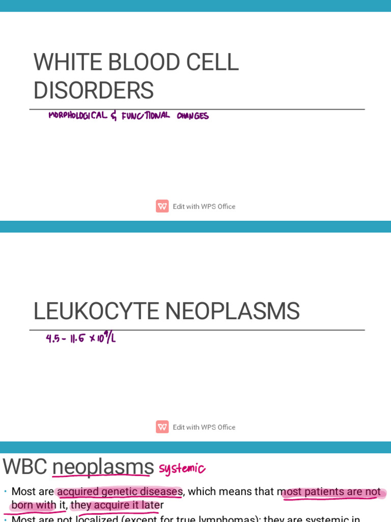 White Blood Cell Disorders (WBC Abnormalities - AMLs) | PDF | White ...
