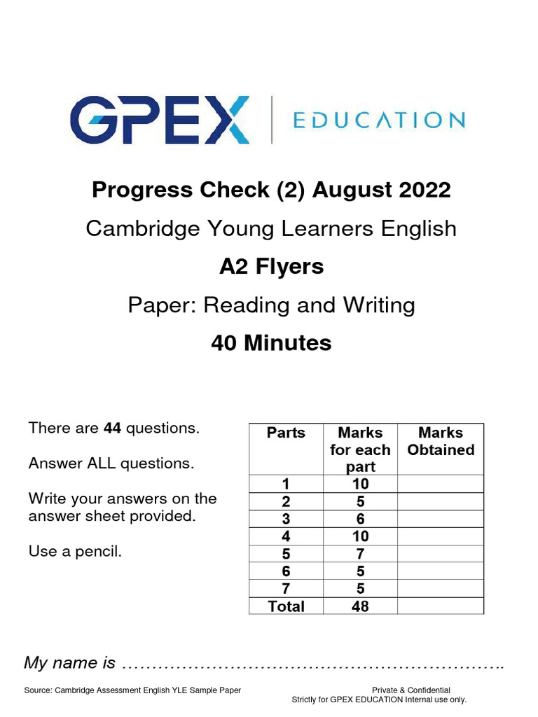 A2 Flyers Progress Check 2 (Ii) | PDF