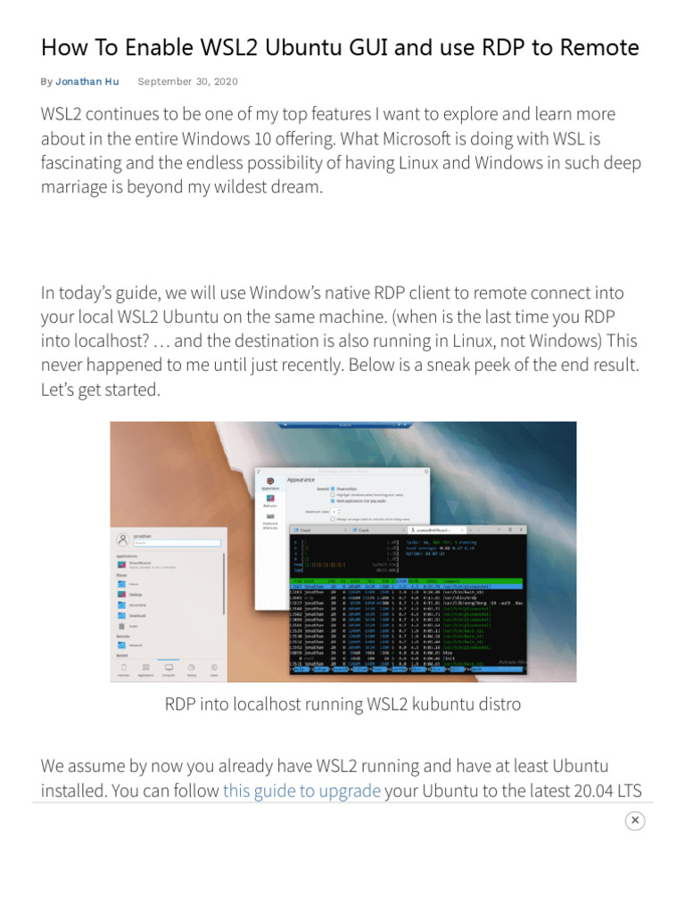 How To Enable WSL2 Ubuntu GUI and Use RDP To Remote | PDF | Remote ...