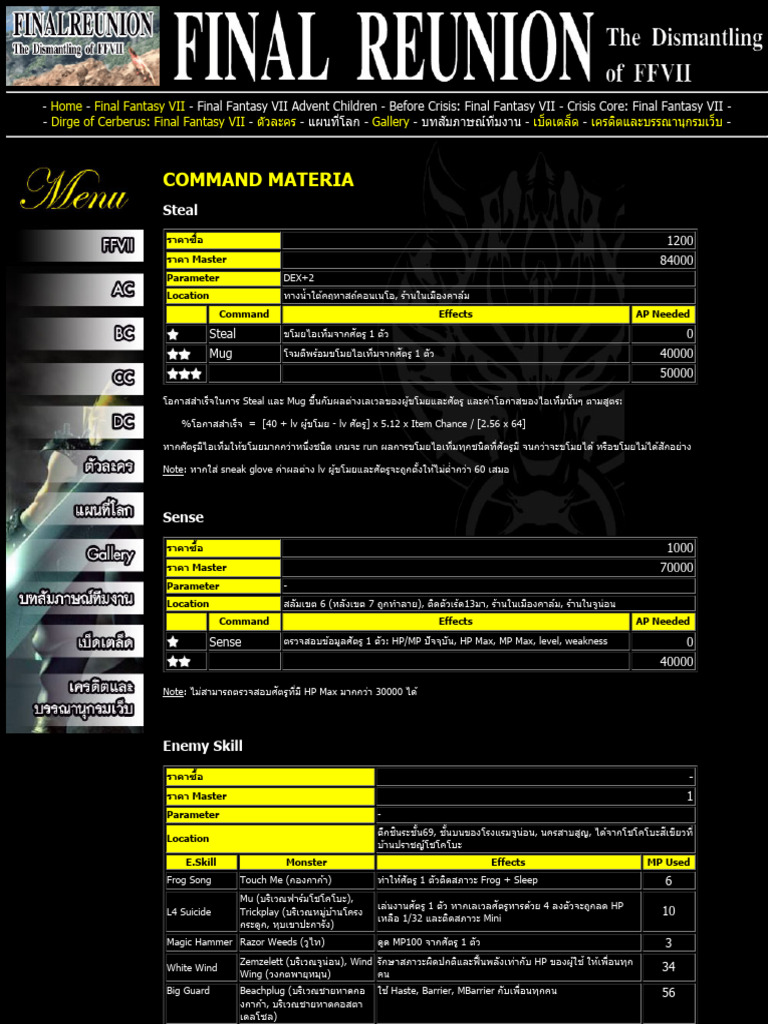 Final Fantasy VII - Command Materia | PDF