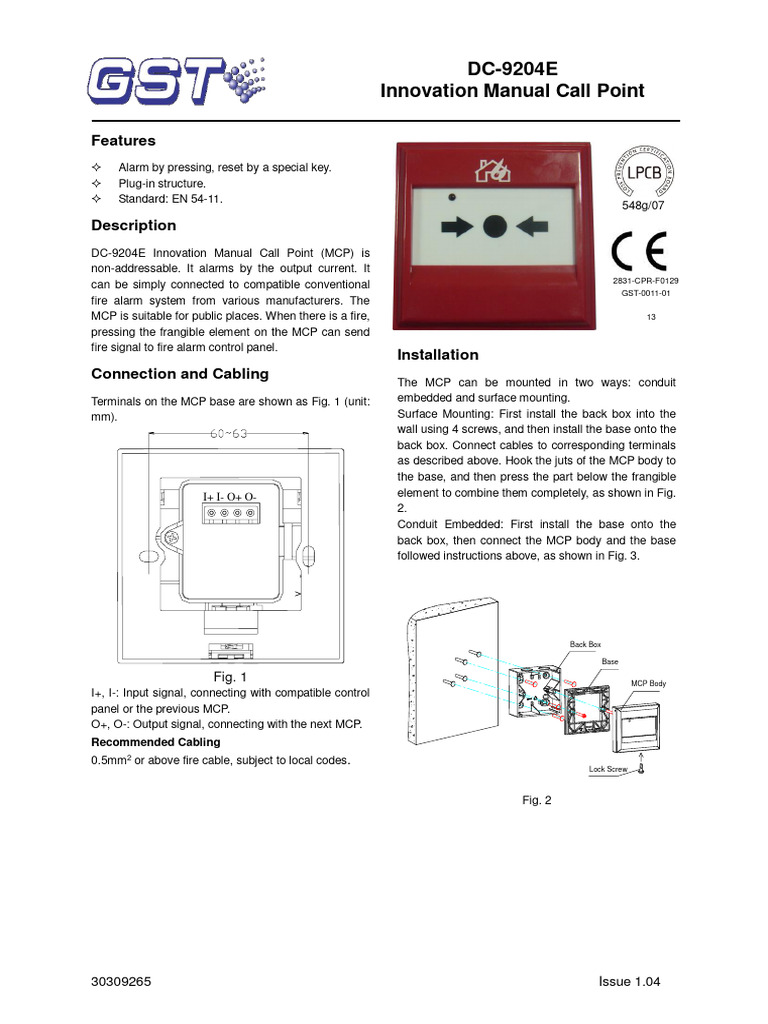 DC-9204E Innovation Manual Call Point Installation and Operation Manual ...