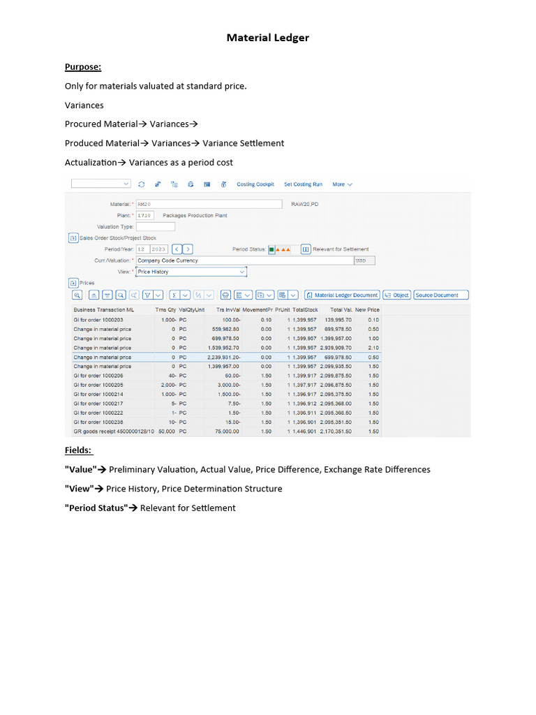 CO-Material Ledger | PDF