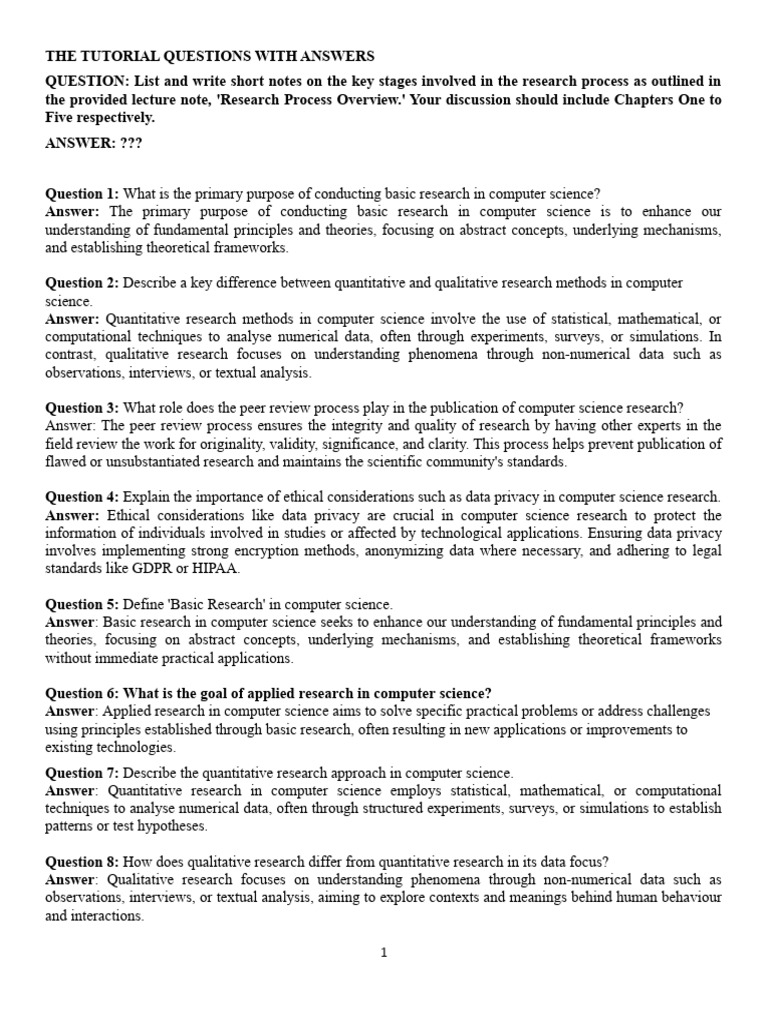 Csc226 Tutorial Questions With Answers | PDF | Methodology | Science