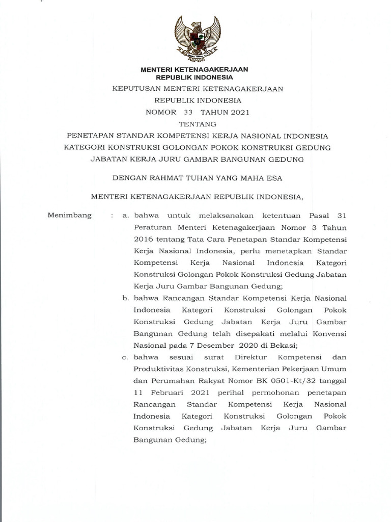 SKKNI 033-2021 Juru Gambar Bangunan Gedung | PDF SKKNI 033-2021 Juru Gambar Bangunan Gedung | PDF