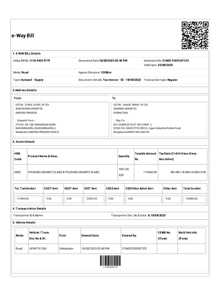 E-Way Bill System Srishyam55 | PDF | Government Of India | Government