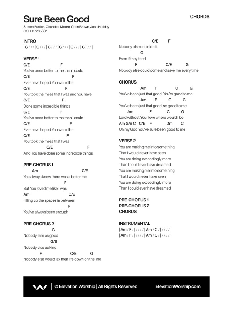 Elevationworship Surebeengood Chords 1 | PDF | Song Structure | Songs